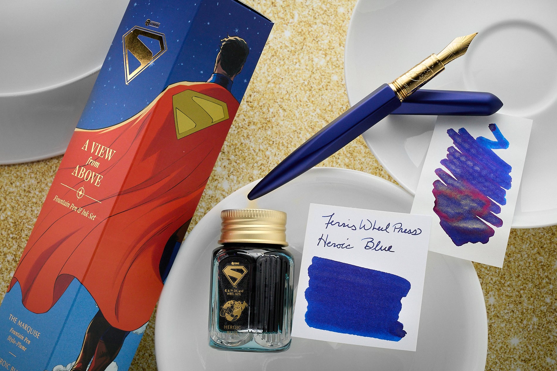 Ferris Wheel Press Superman Edition Marquise Fountain Pen & Ink Set ...