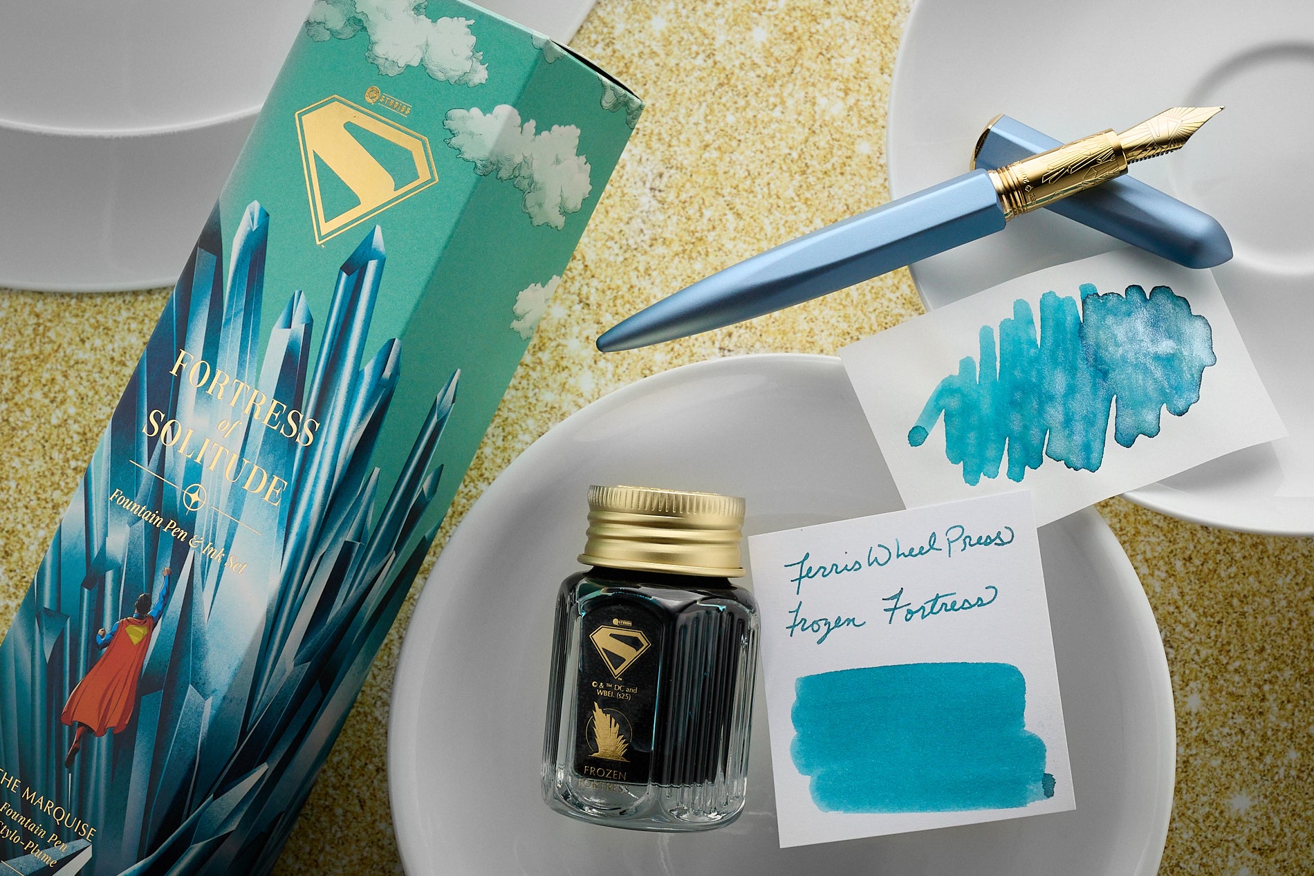 Ferris Wheel Press Superman Edition Marquise Fountain Pen & Ink Set ...