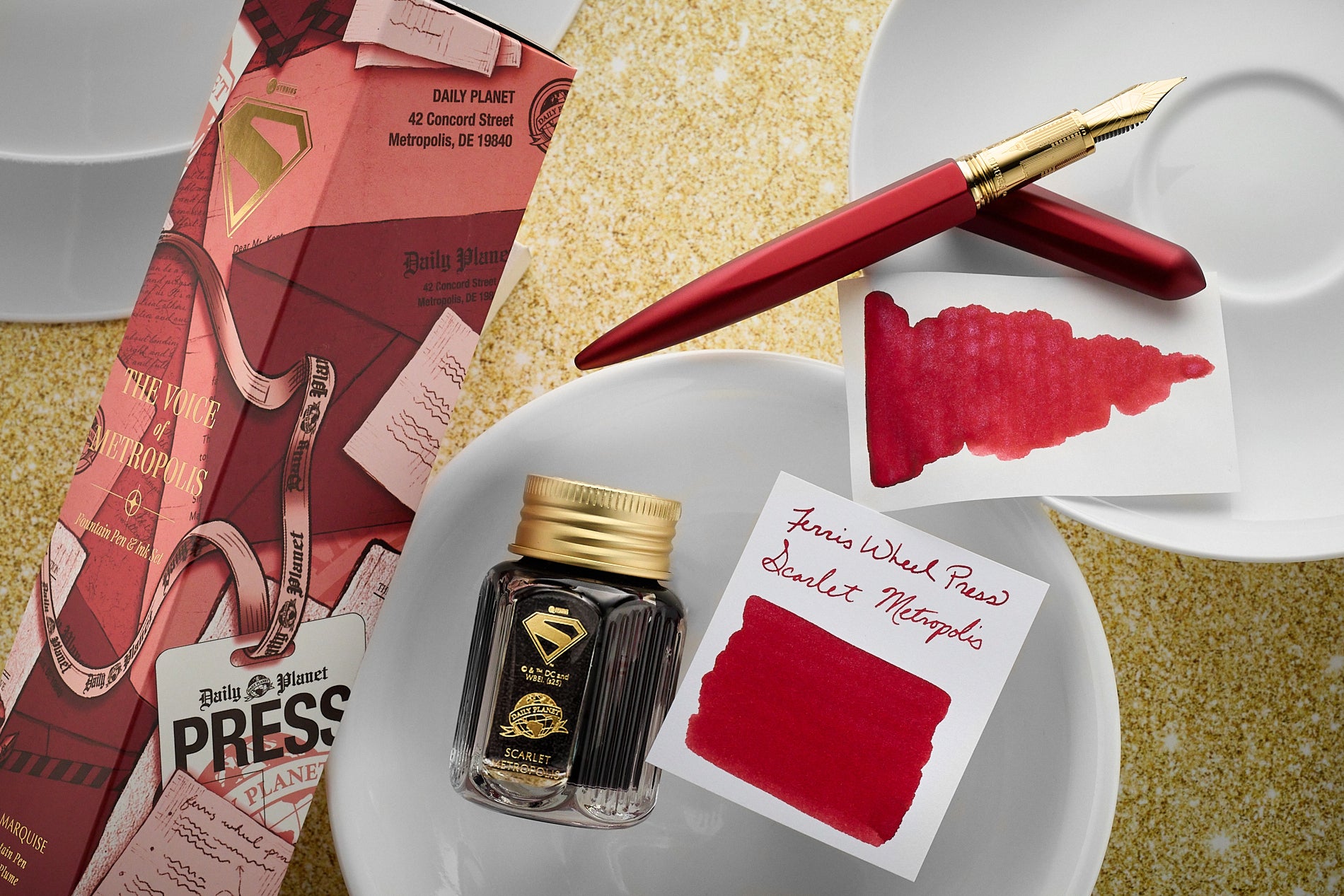 Ferris Wheel Press Superman Edition Marquise Fountain Pen & Ink Set ...