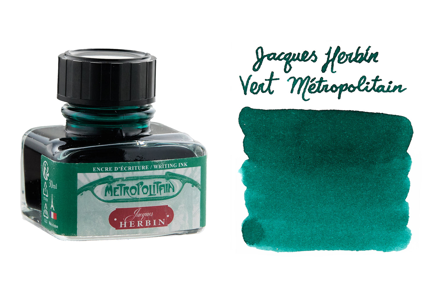 Jacques Herbin Vert Métropolitain - 30ml Bottled Fountain Pen Ink - The ...