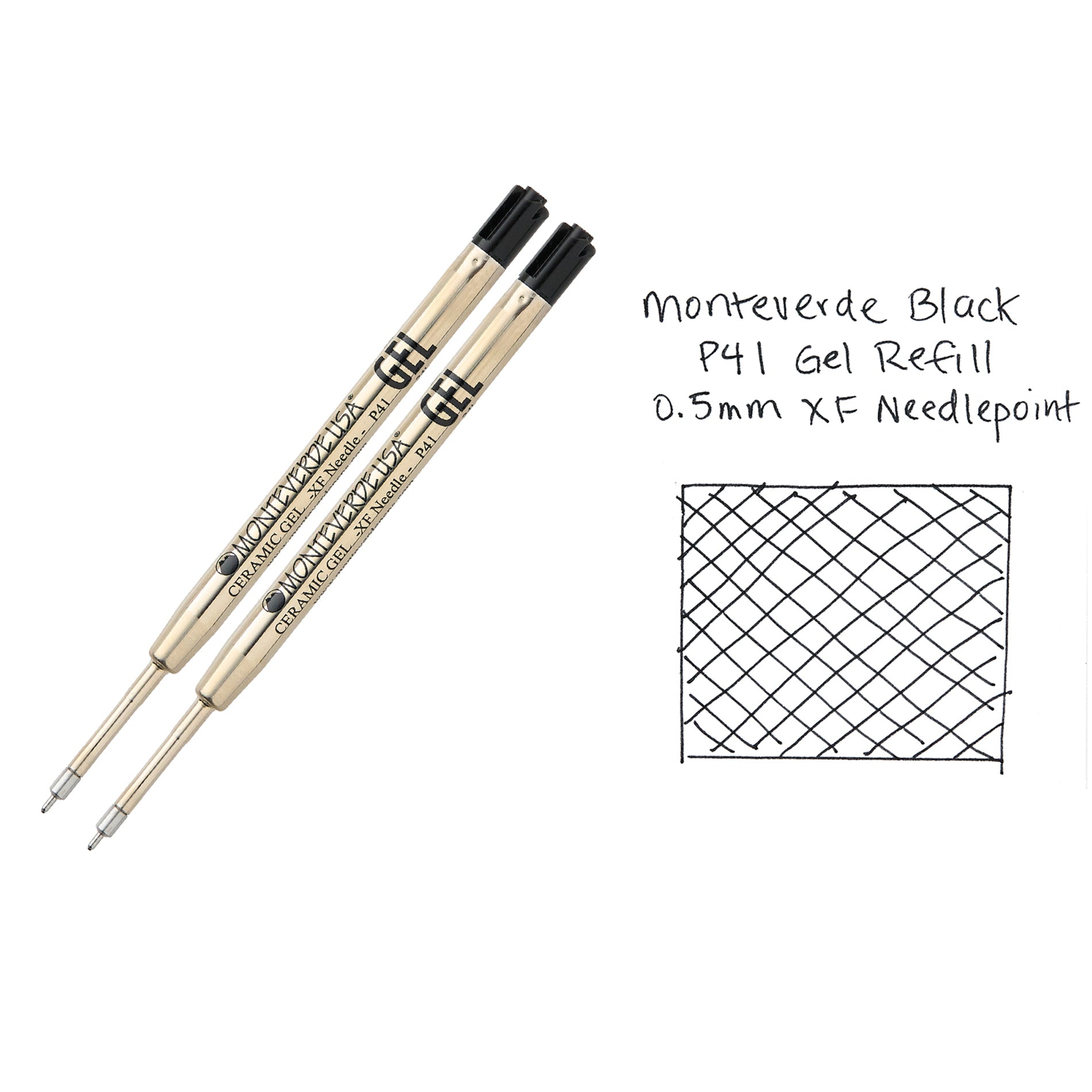 Monteverde Capless Gel P41 Rollerball Refills - Black, 0.5mm XF (2-Pk ...
